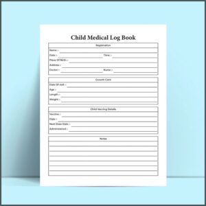 Child Medical Log Book KDP Interior – MasterBundles