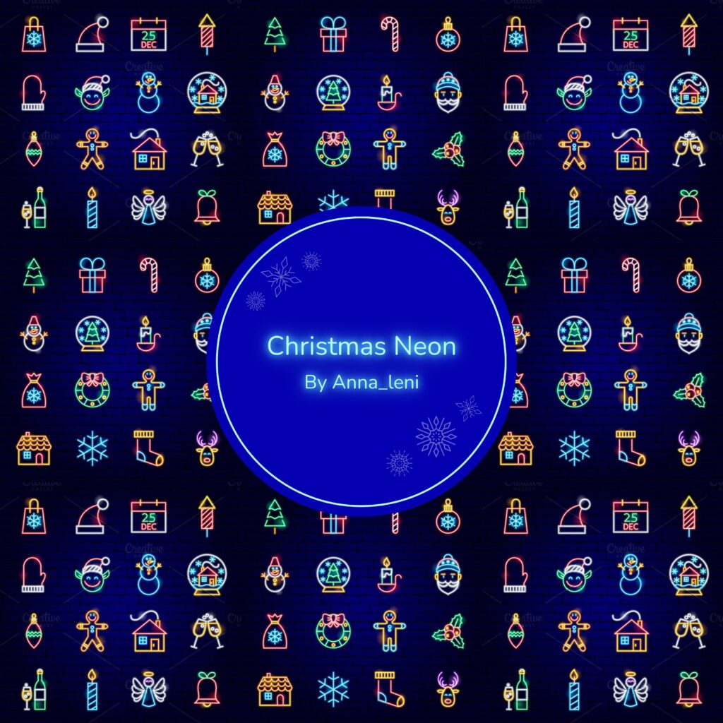 Christmas Neon Icons – MasterBundles