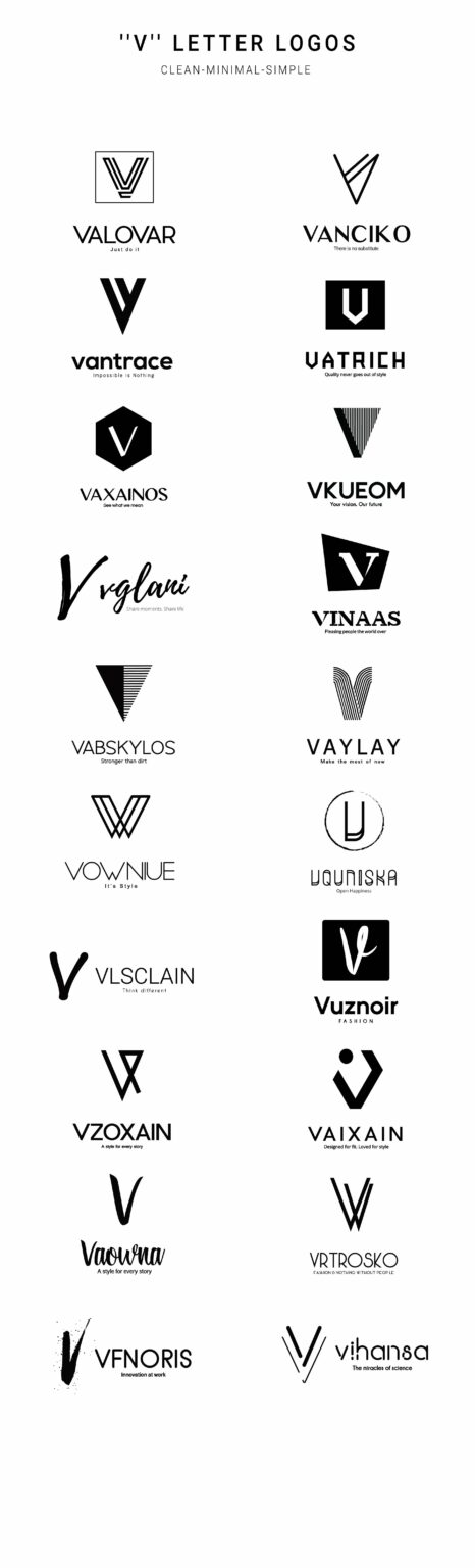20 "V" Letter Alphabetic Logos – MasterBundles