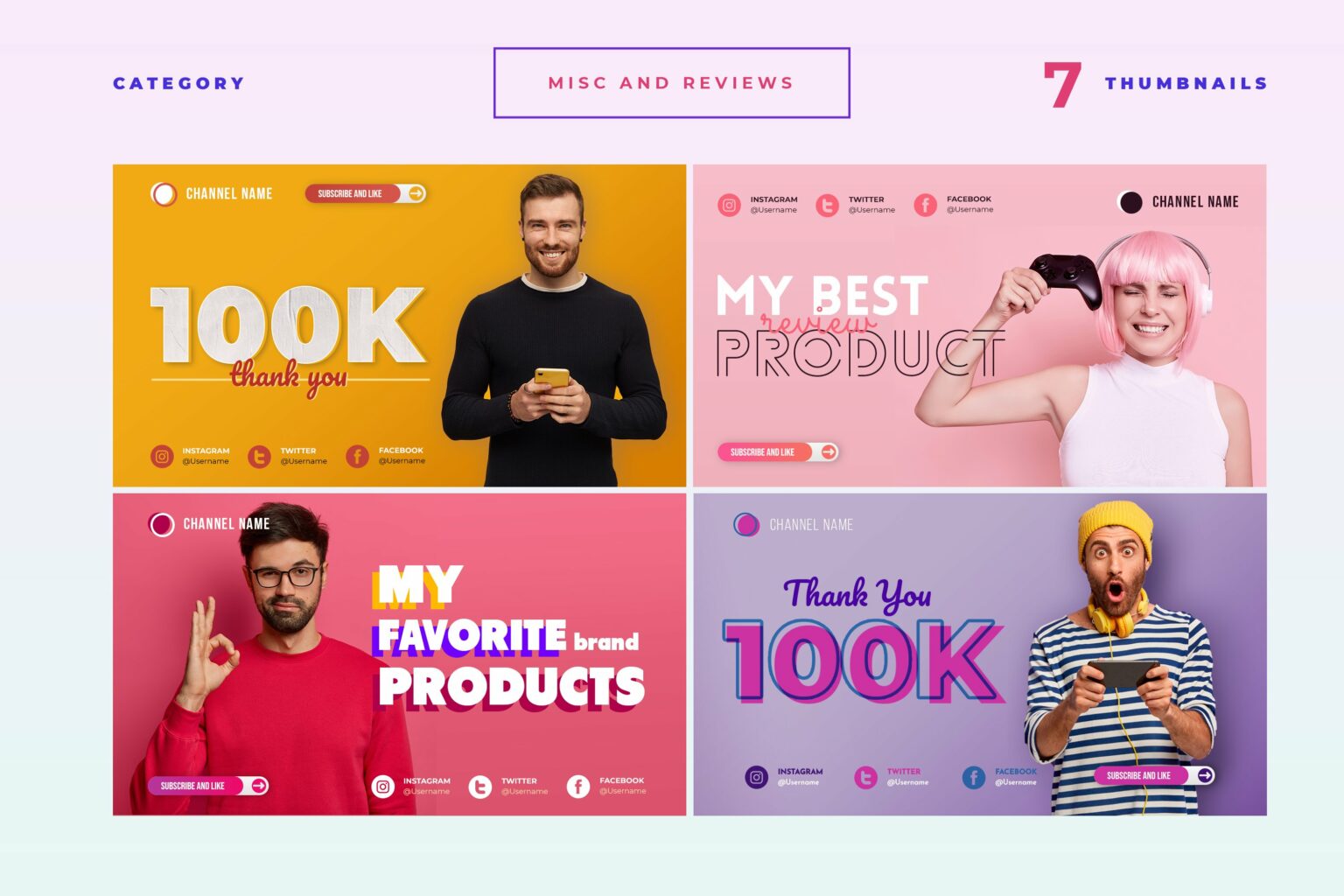 50 Youtube Thumbnail Bundle PSD – MasterBundles