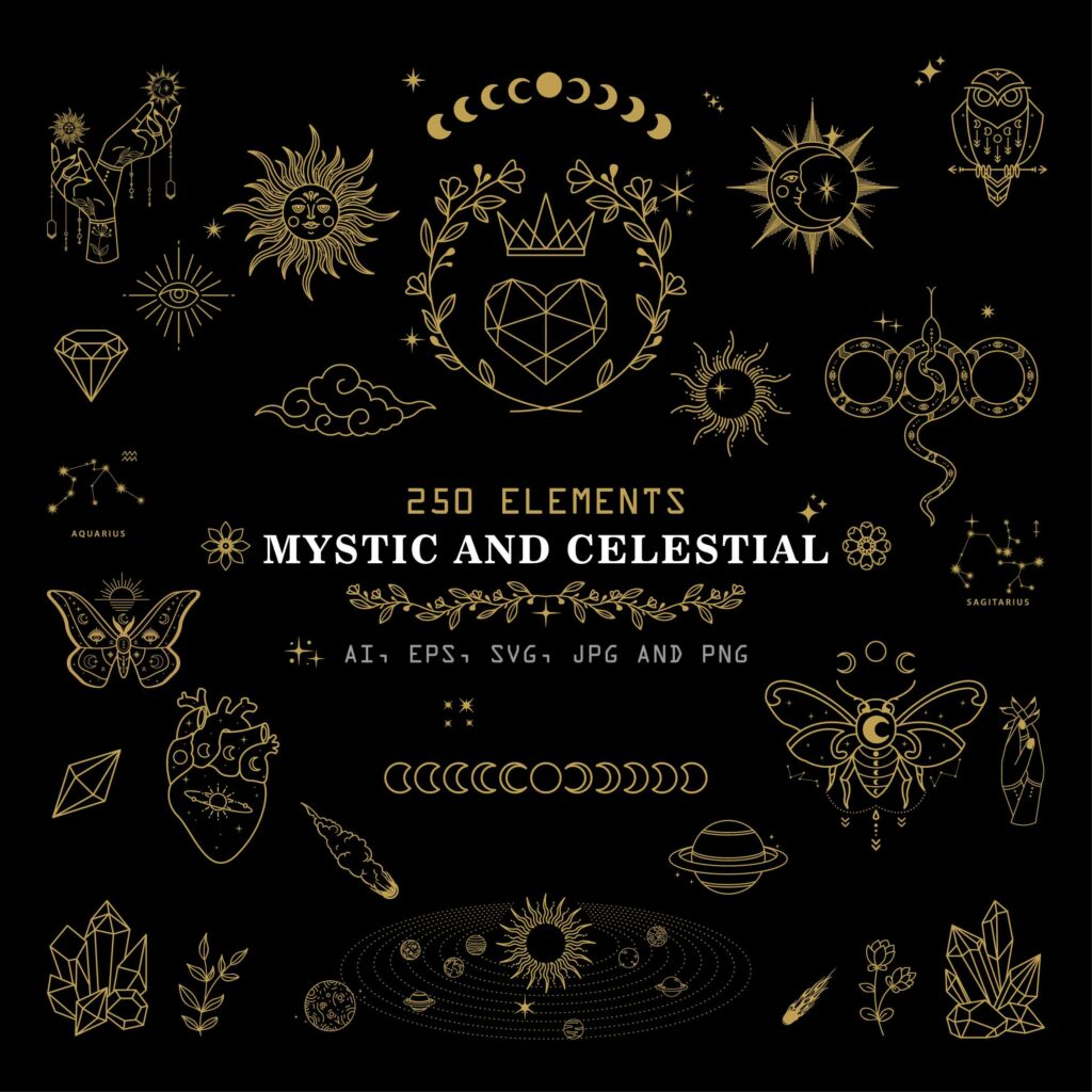 Mystical and Celestial Elements Illustration - MasterBundles