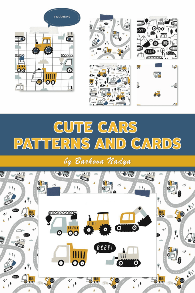 Cute Cars Patterns and Cards – MasterBundles