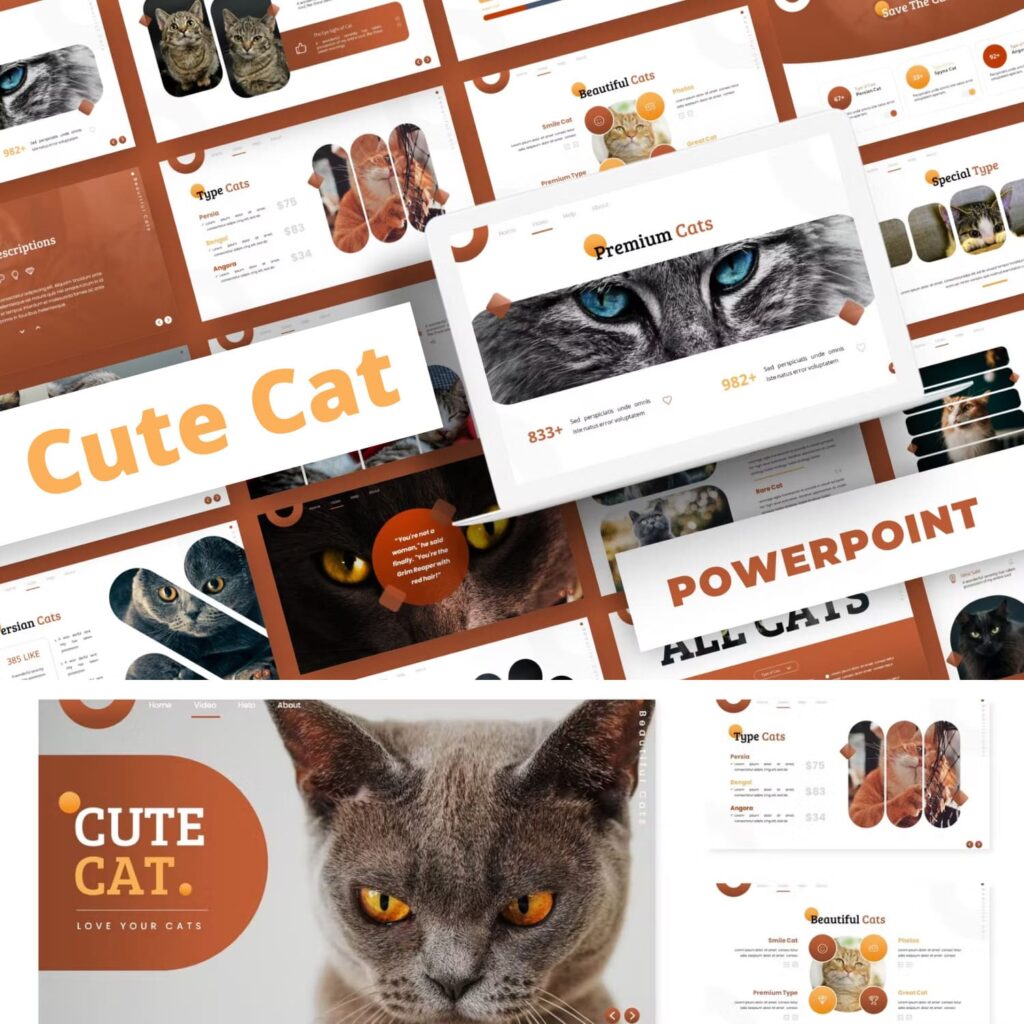 Cute Cat Powerpoint Template – MasterBundles