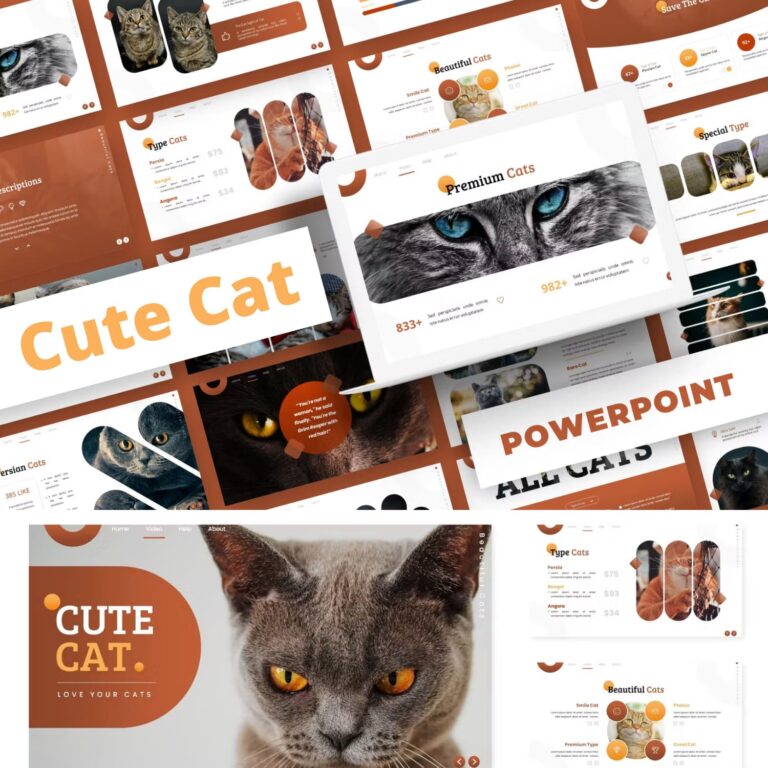 Cute Cat Powerpoint Template – MasterBundles