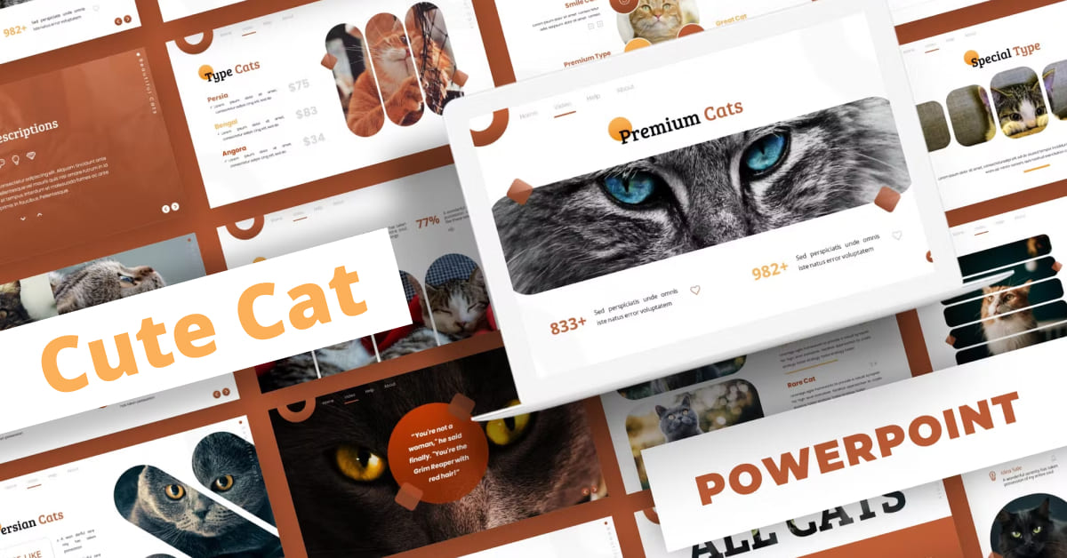 Cute Cat Powerpoint Template – MasterBundles