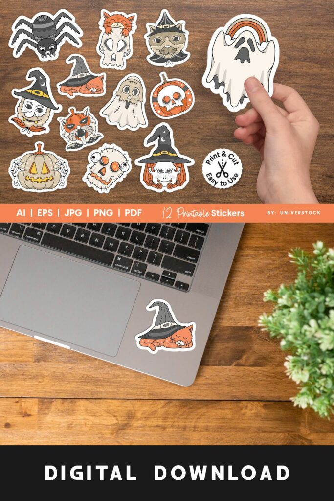 Halloween Printable Stickers for Cricut, Spooky Halloween Printable ...