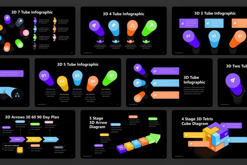 3D Infographic PowerPoint Template 10 Slides – MasterBundles