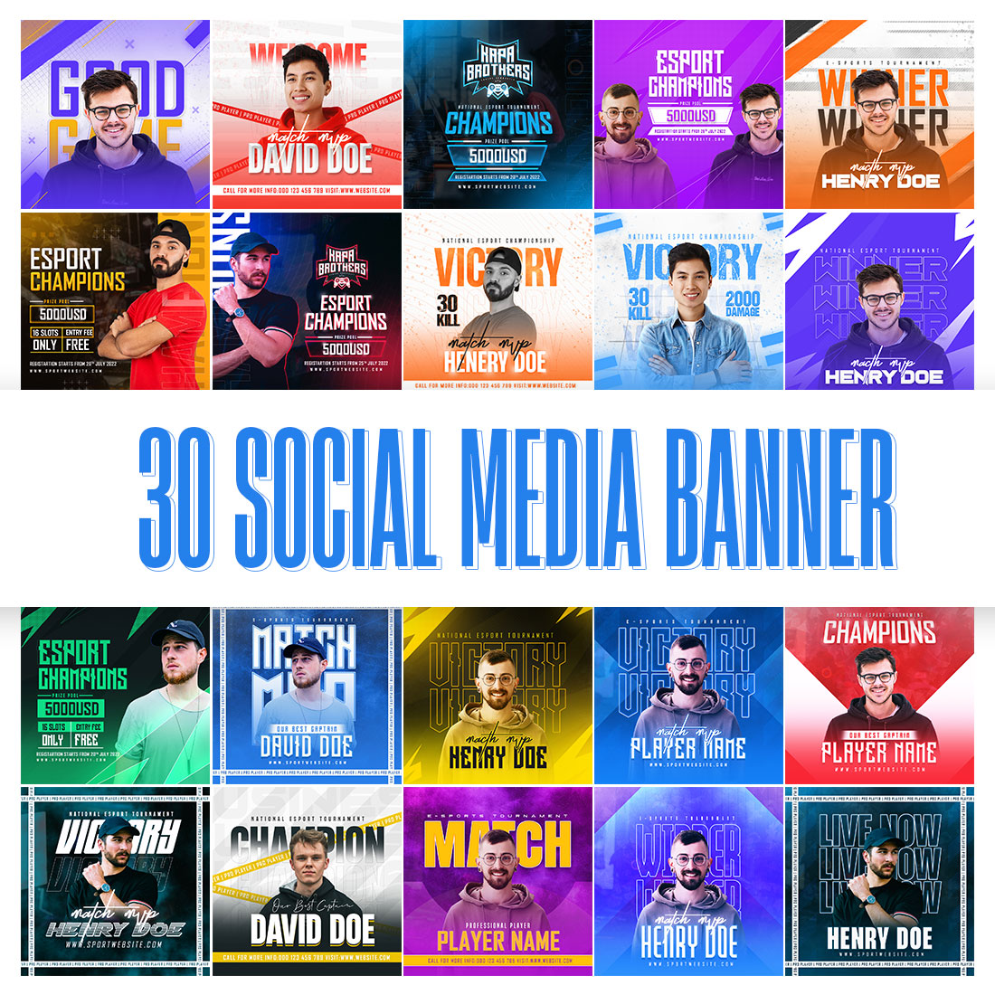 30 Esports Social Media Banner Bundle/Pack - MasterBundles