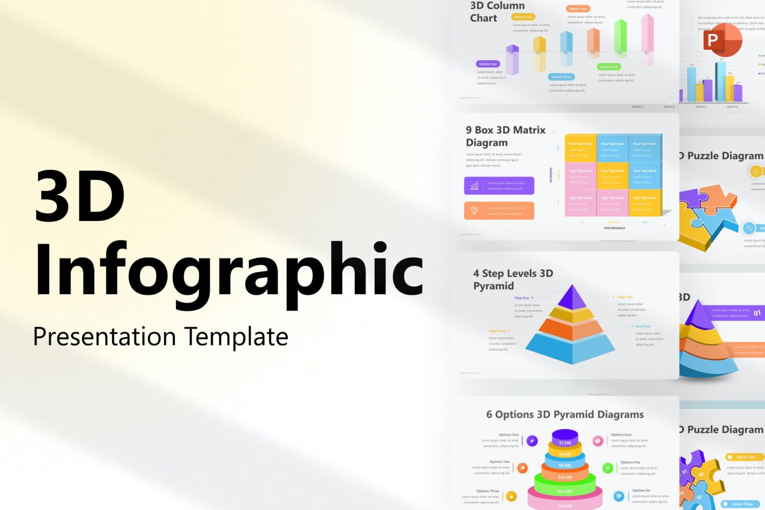 3D Infographic PowerPoint Template 16:9 – MasterBundles