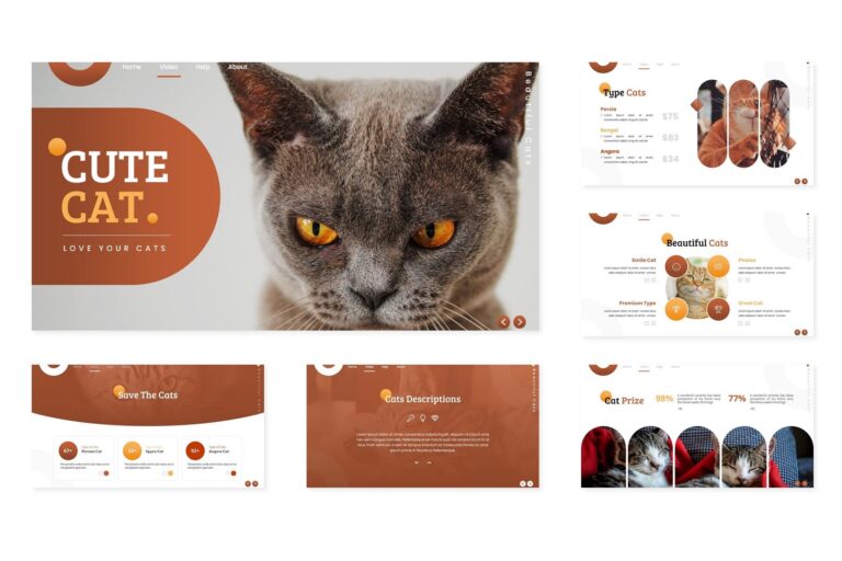 Cute Cat Powerpoint Template – MasterBundles