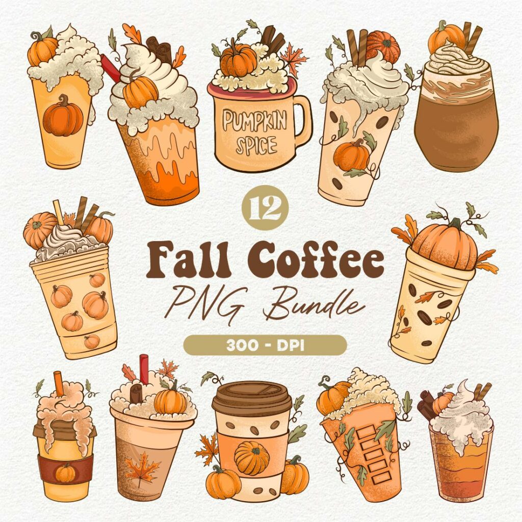 Fall Coffee PNG Sublimation, Pumpkin Spice Latte PNG Bundle - MasterBundles