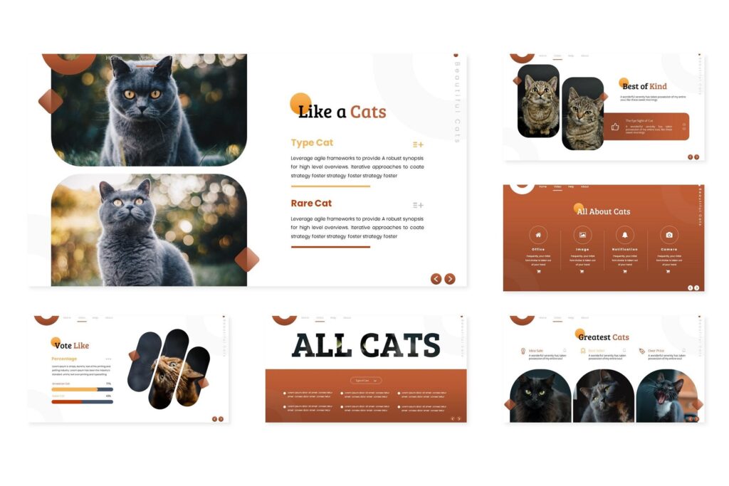 Cute Cat Powerpoint Template – MasterBundles