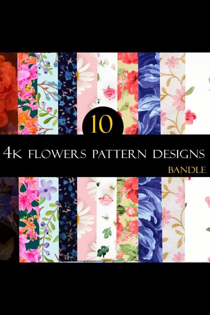 10 Flowers pattern designs bundle - MasterBundles