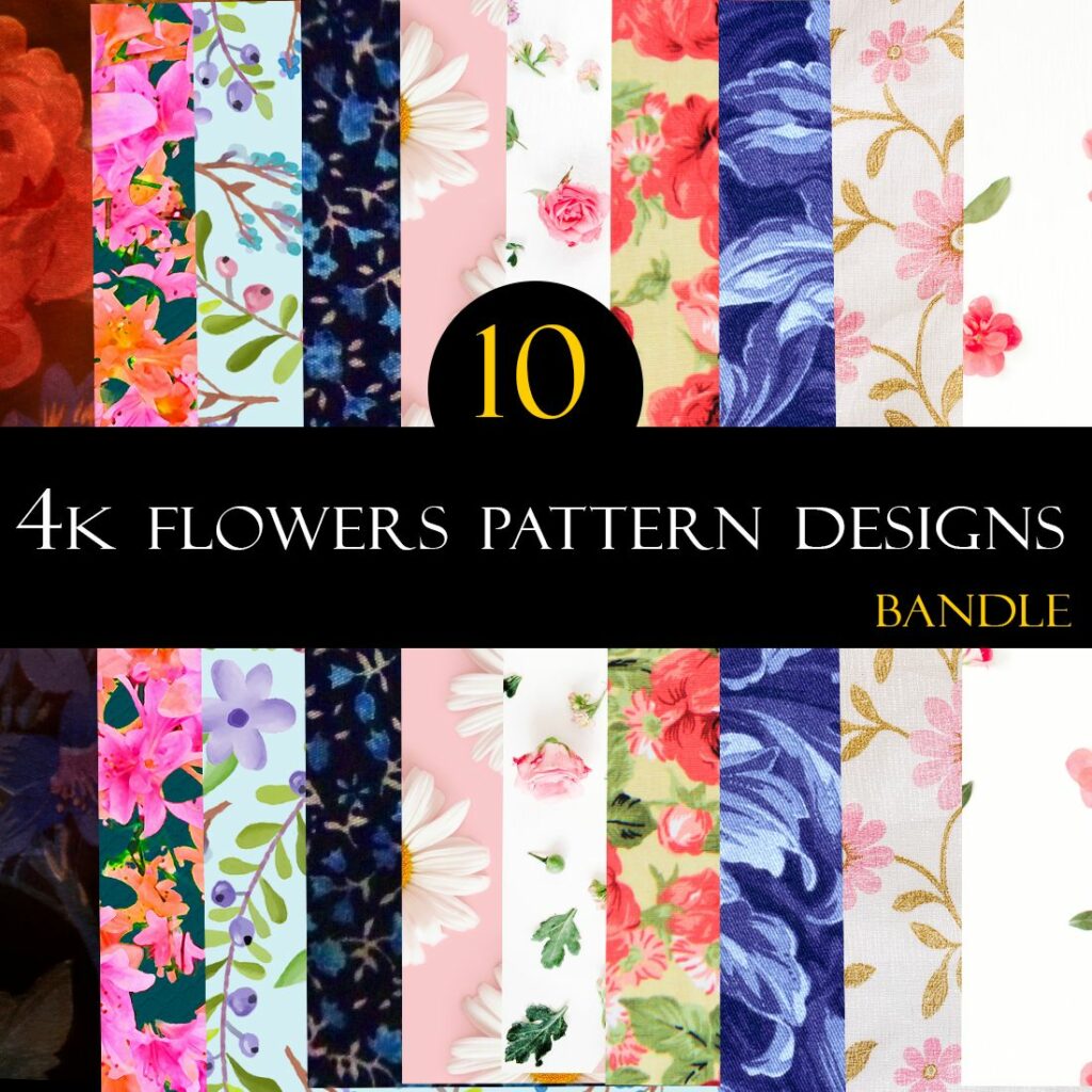 10 Flowers pattern designs bundle - MasterBundles