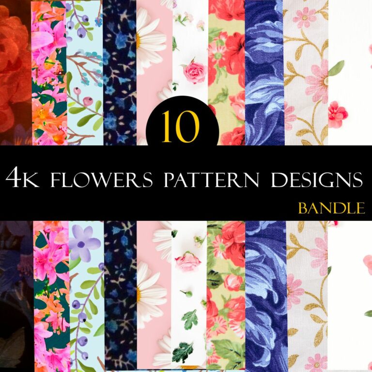10 Flowers pattern designs bundle - MasterBundles