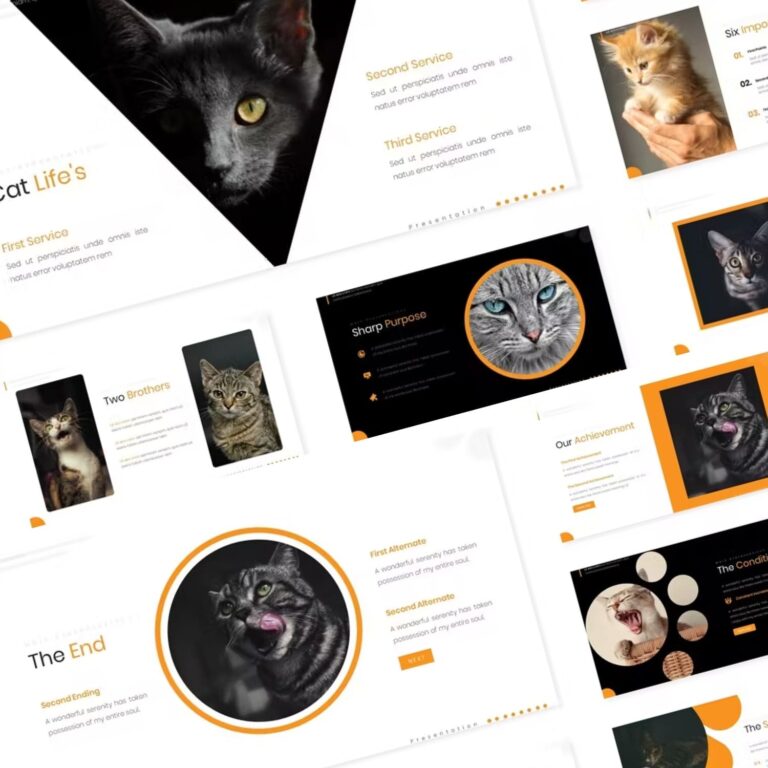 Fluffy Cat Powerpoint Template – MasterBundles