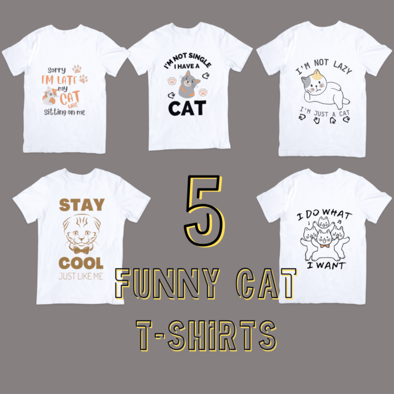 5 funny cat t-shirt designs pdf file - only $7 - MasterBundles