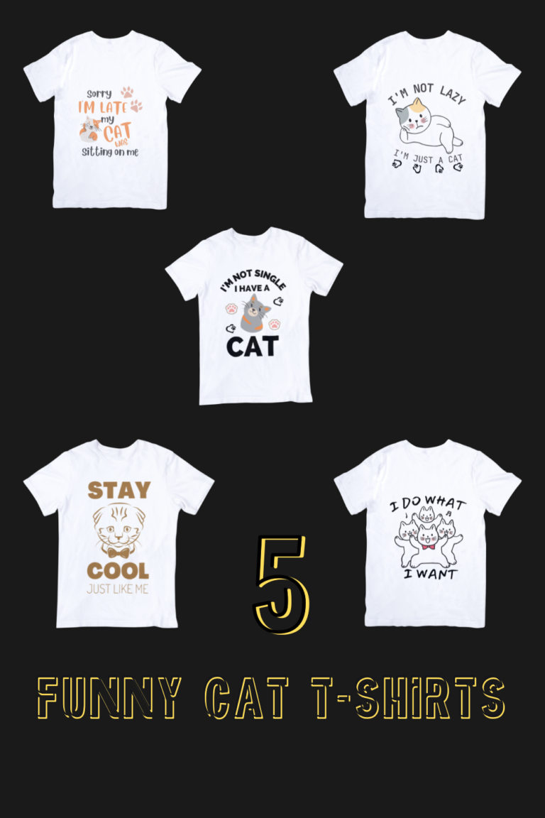 5 funny cat t-shirt designs pdf file - only $7 - MasterBundles