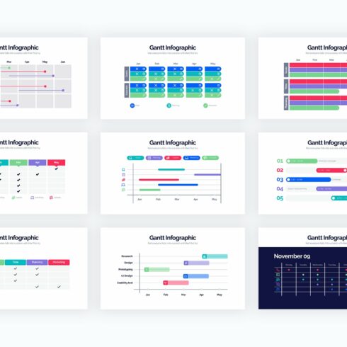 Gantt Powerpoint Infographics | Master Bundles