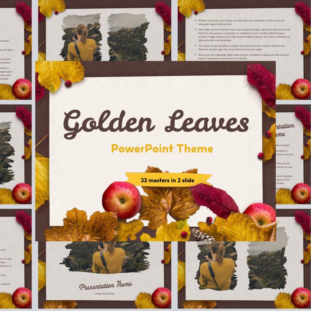 Golden Leaves PowerPoint Theme – MasterBundles