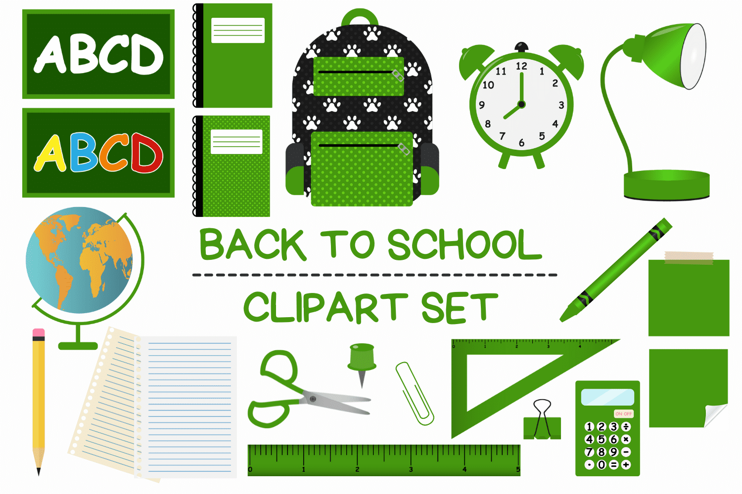 Green Back To School Clipart Set - MasterBundles