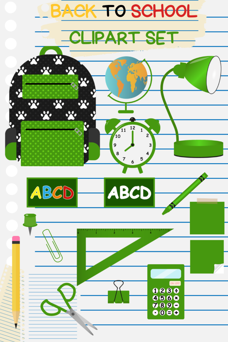 Green Back To School Clipart Set - MasterBundles