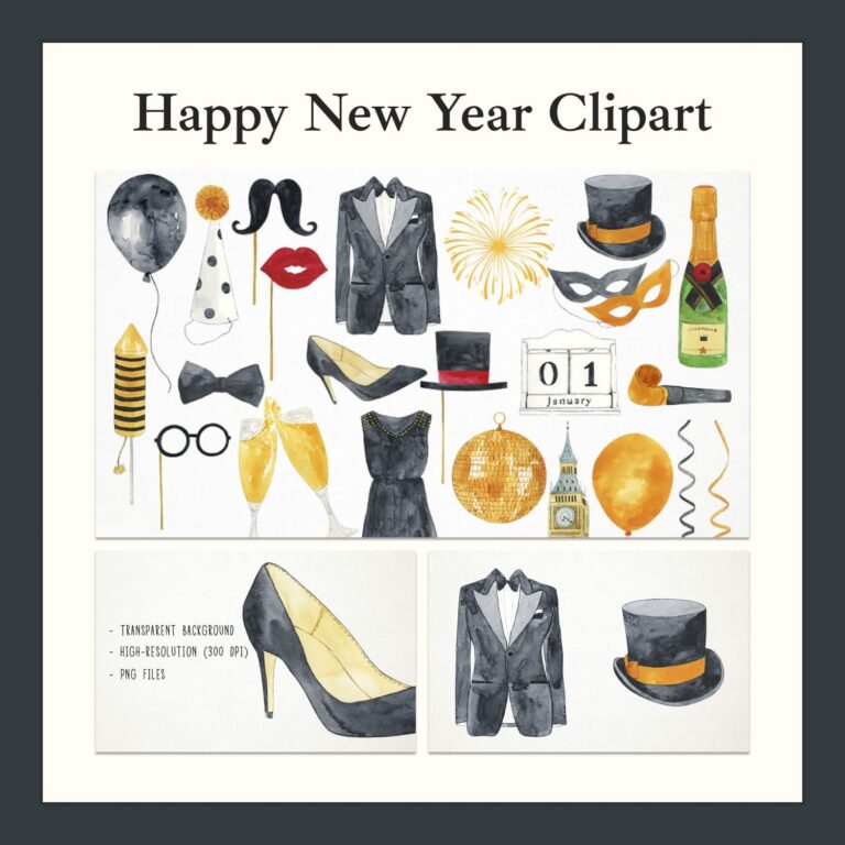 Happy New Year Clipart – MasterBundles