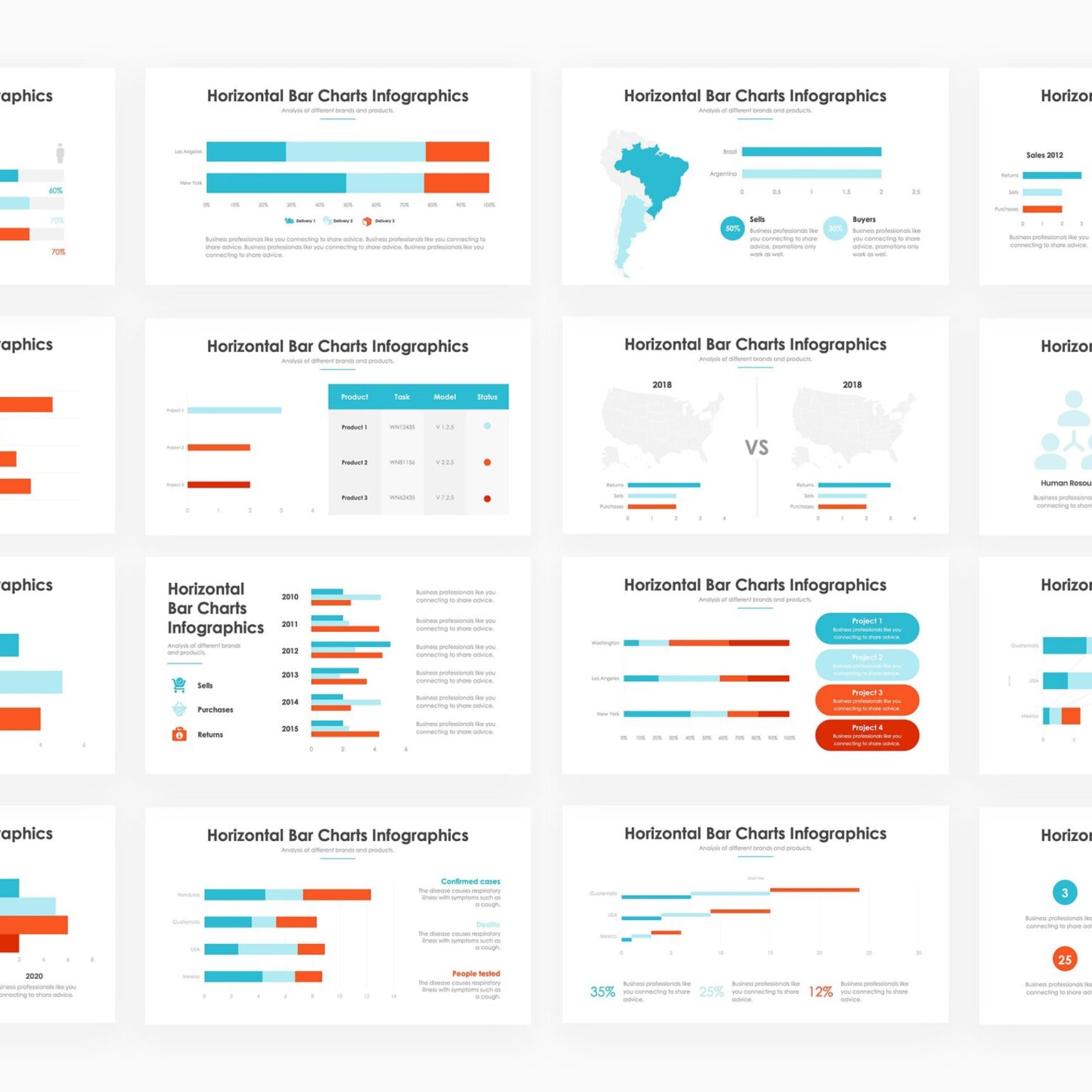 Horizontal Bar Charts - PowerPoint – MasterBundles