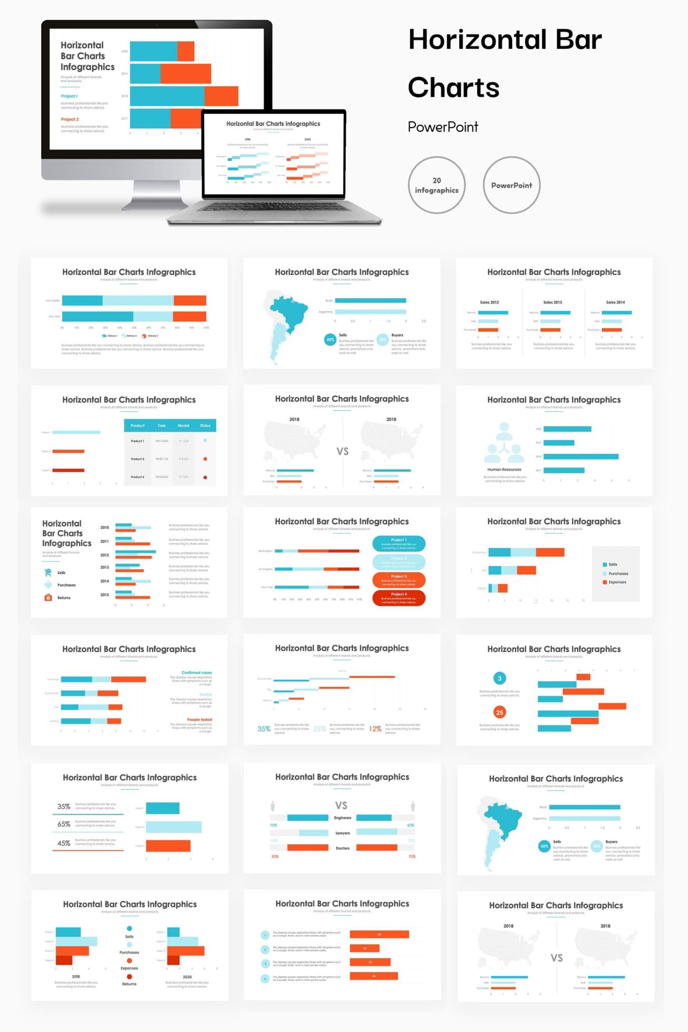 Horizontal Bar Charts - PowerPoint – MasterBundles