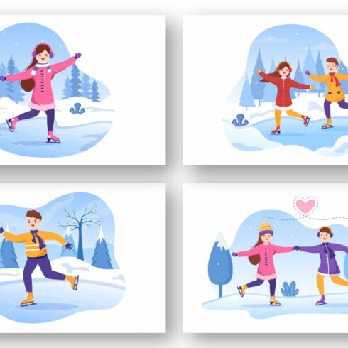12 Ice Skating Design Illustration | MasterBundles