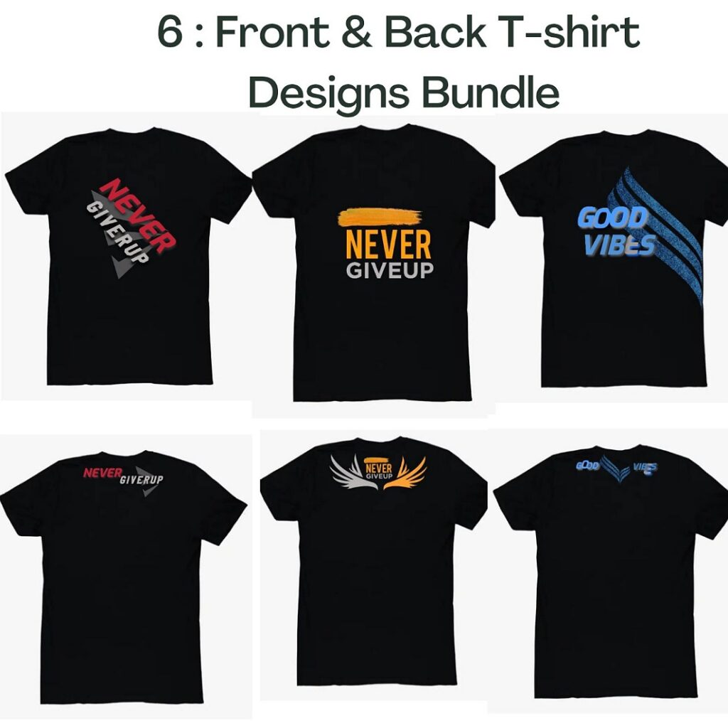 6 T Shirt Design Bundle Front + Back - MasterBundles