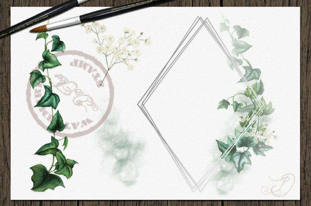 10 Ivy Watercolor Frames – MasterBundles