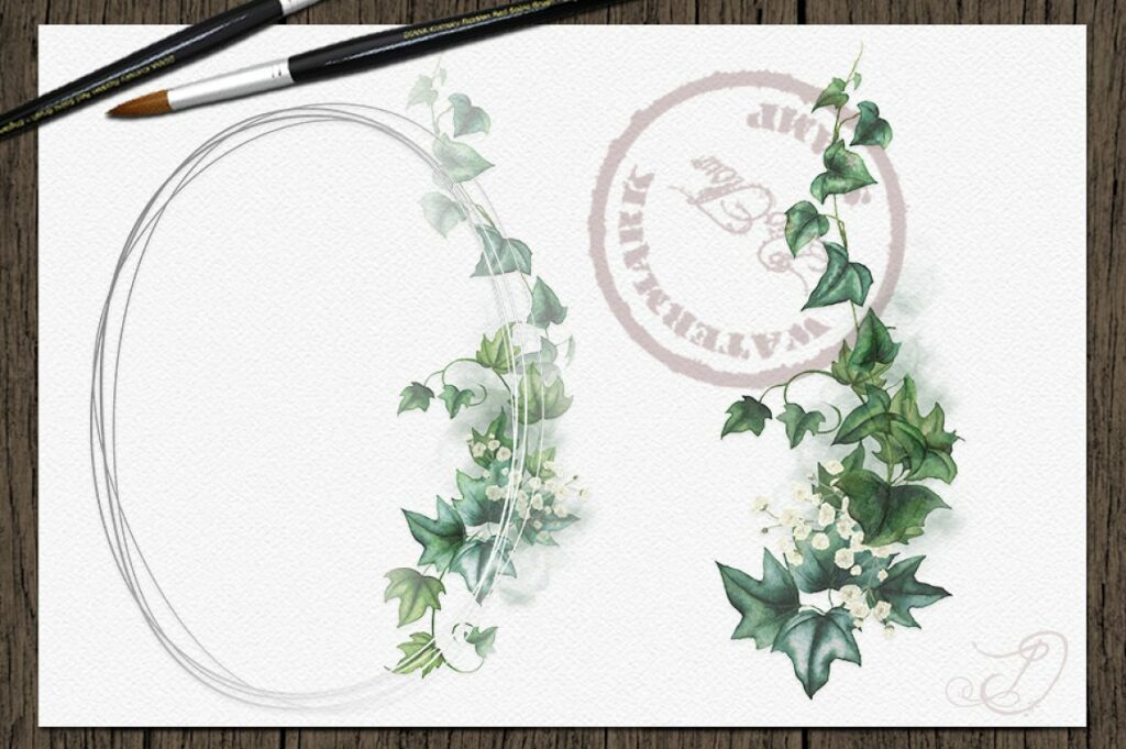 10 Ivy Watercolor Frames – MasterBundles