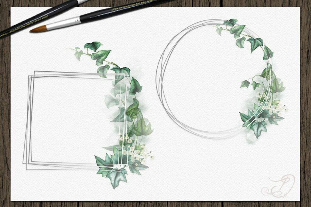 10 Ivy Watercolor Frames – MasterBundles