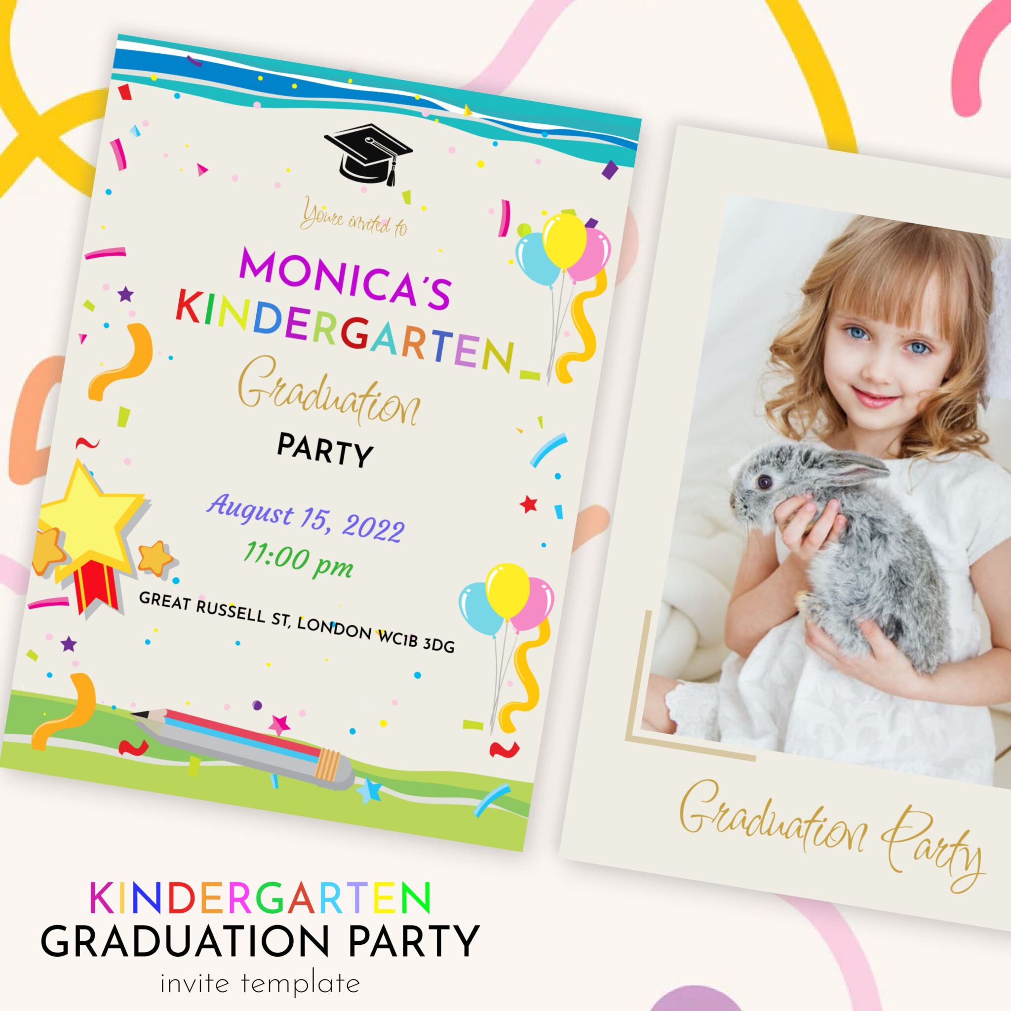 Kindergarten Graduation Party Invite Template – MasterBundles