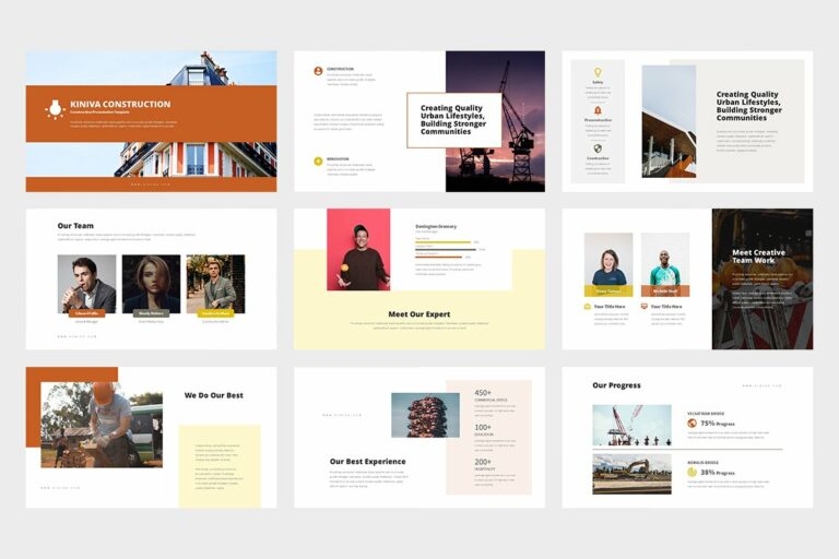Kiniva: Construction Powerpoint Template – MasterBundles