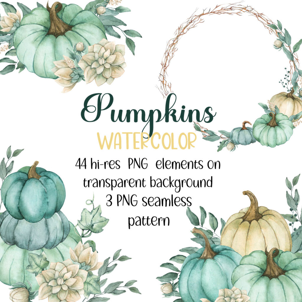 Pumpkins watercolor clipart - MasterBundles
