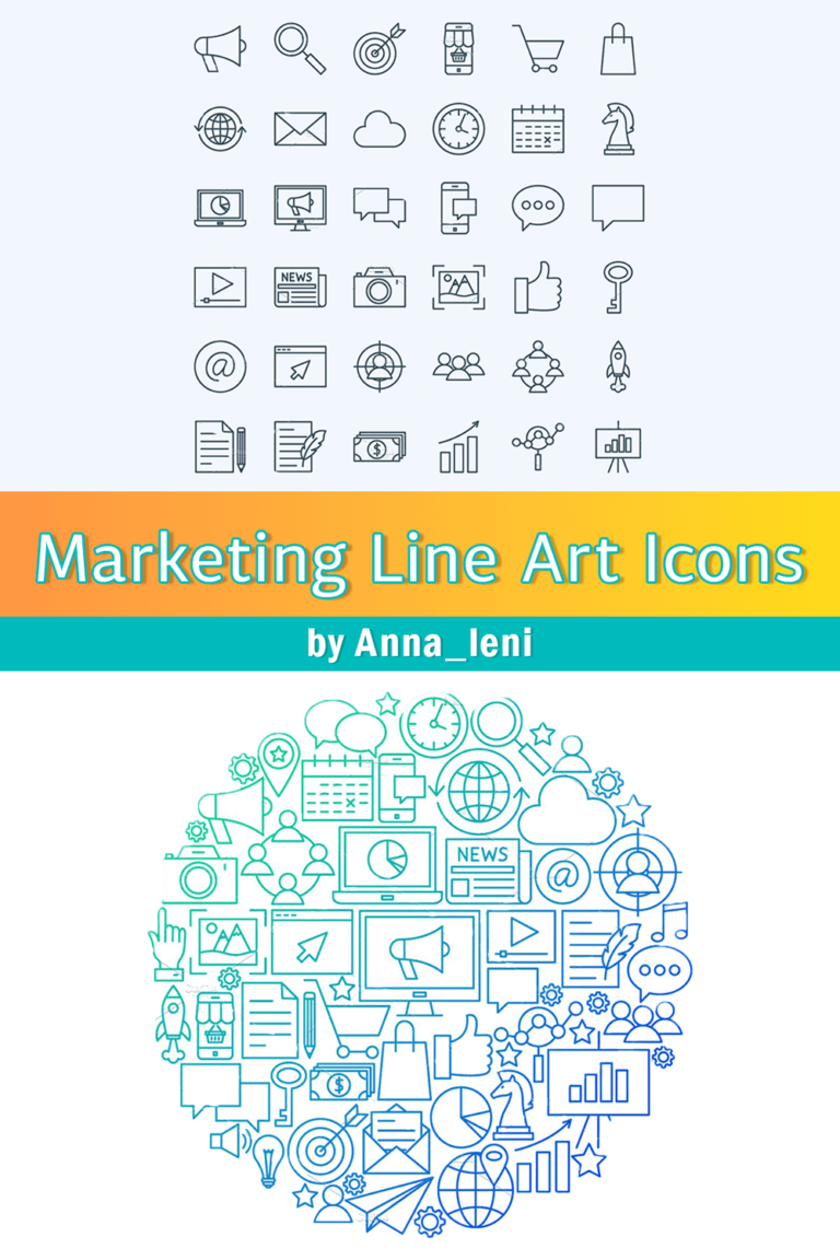 Marketing Line Art Icons – MasterBundles