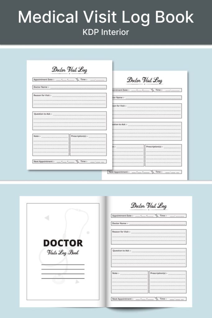 Medical Visit Log Book KDP Interior – MasterBundles