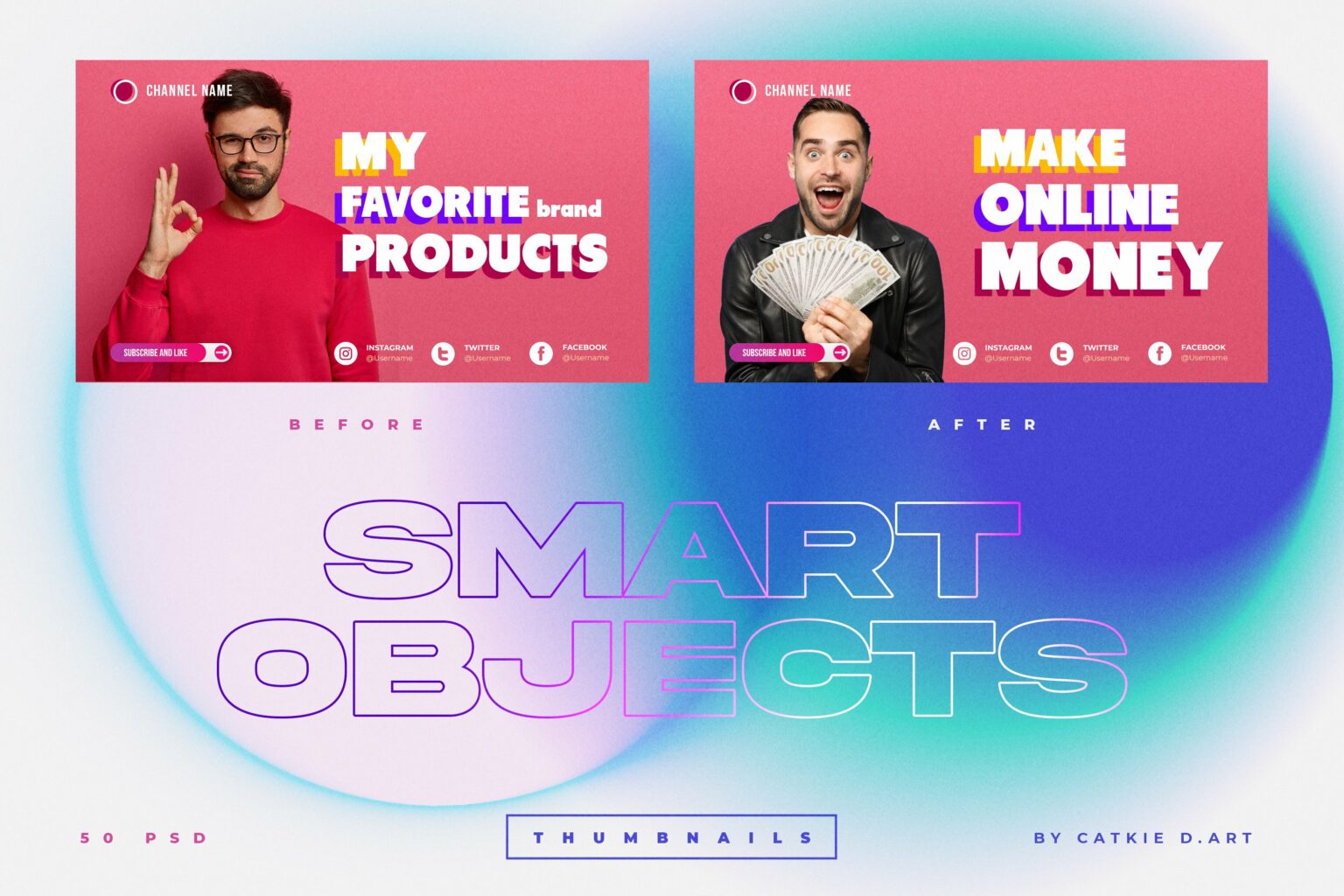 50 Youtube Thumbnail Bundle PSD – MasterBundles