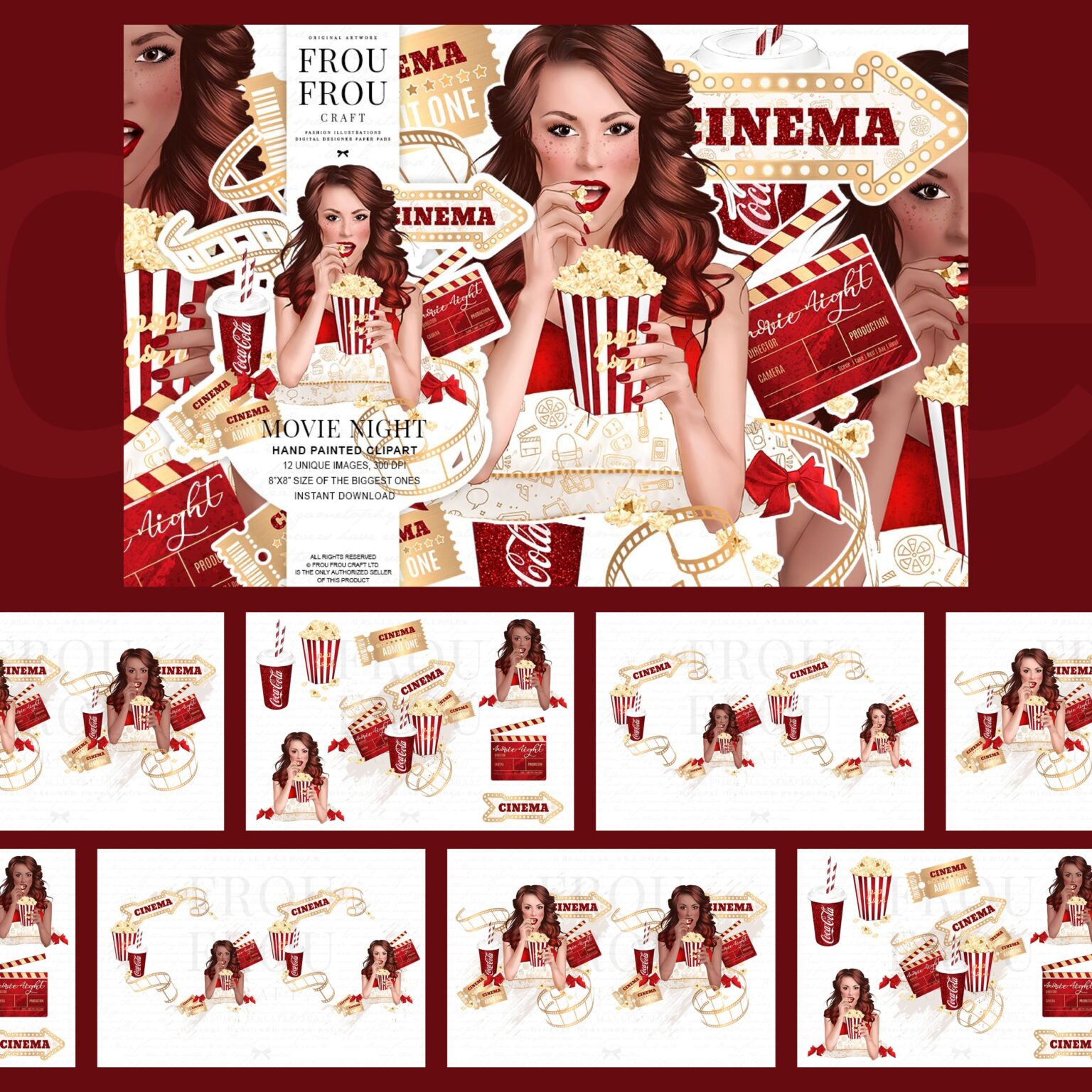 Watercolor Movie Night Clipart Set – MasterBundles