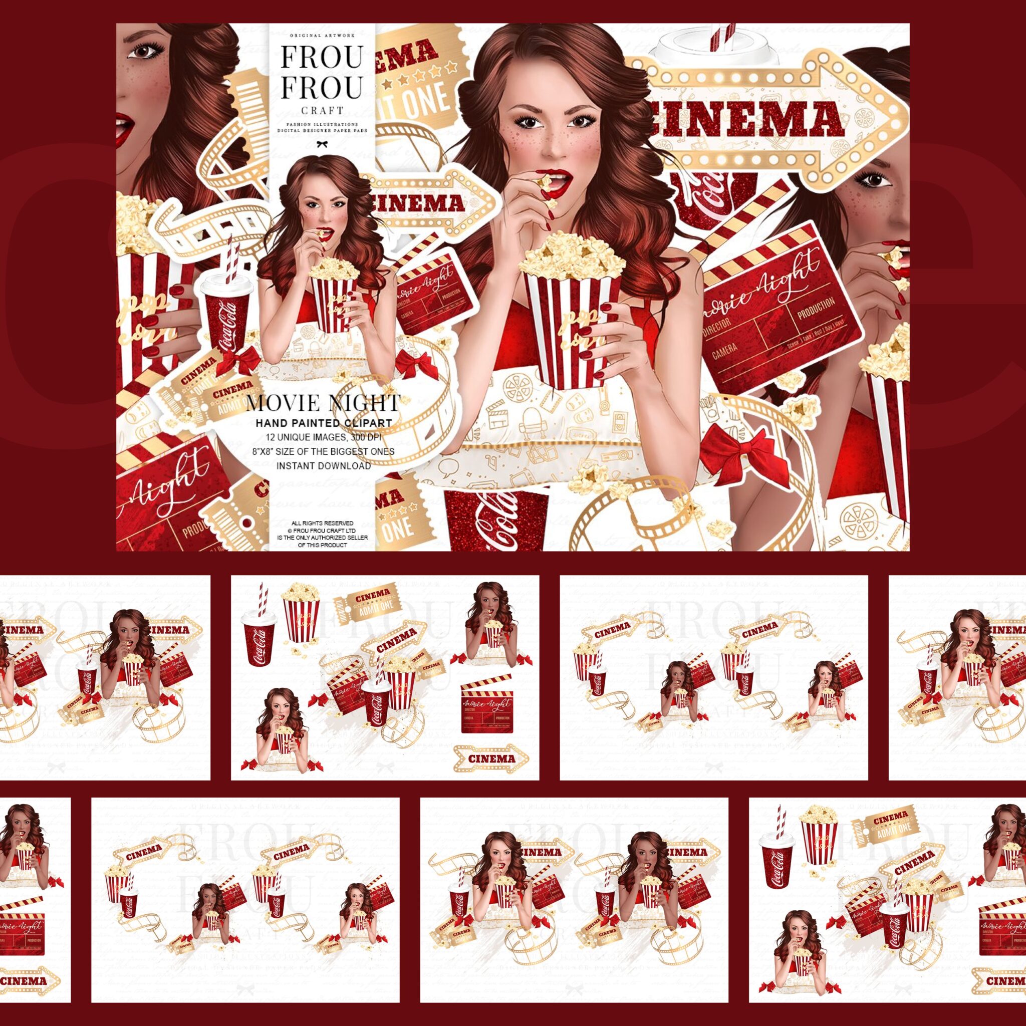Watercolor Movie Night Clipart Set – MasterBundles
