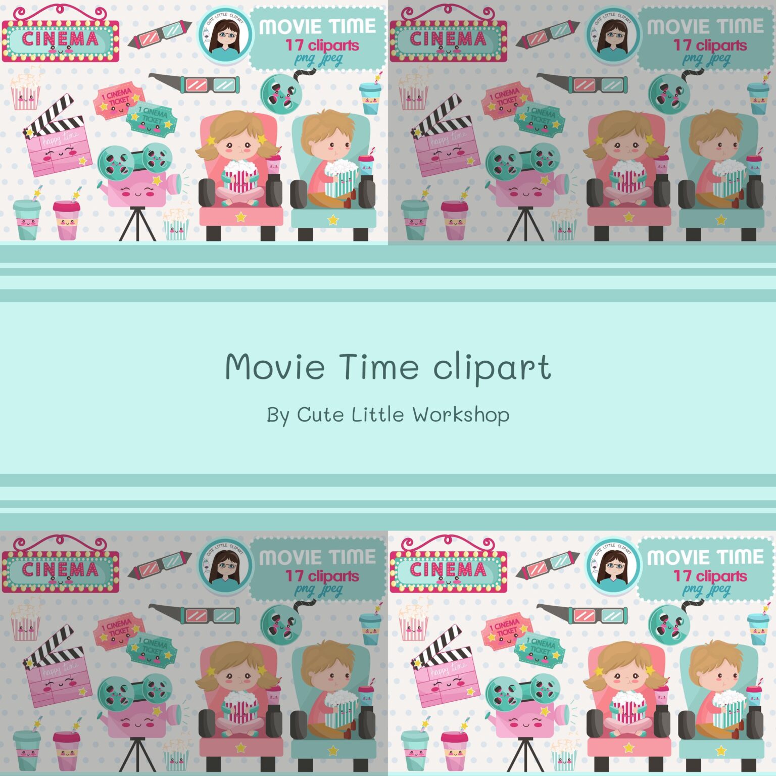 Watercolor Movie Night Clipart Set – MasterBundles