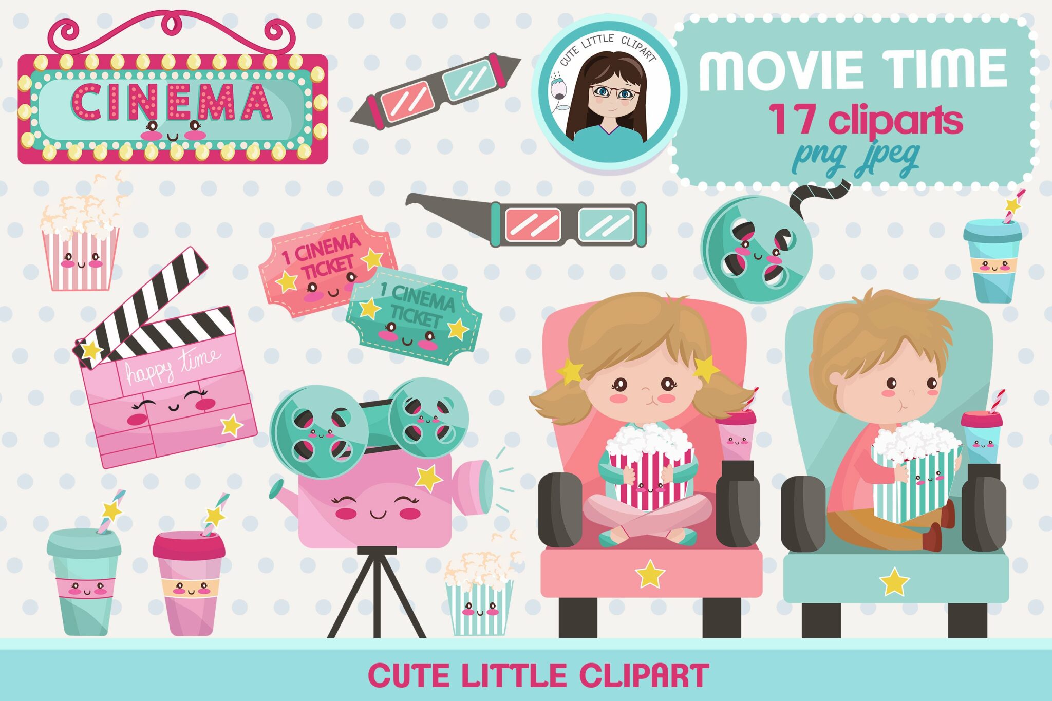 Movie Time Clipart – MasterBundles