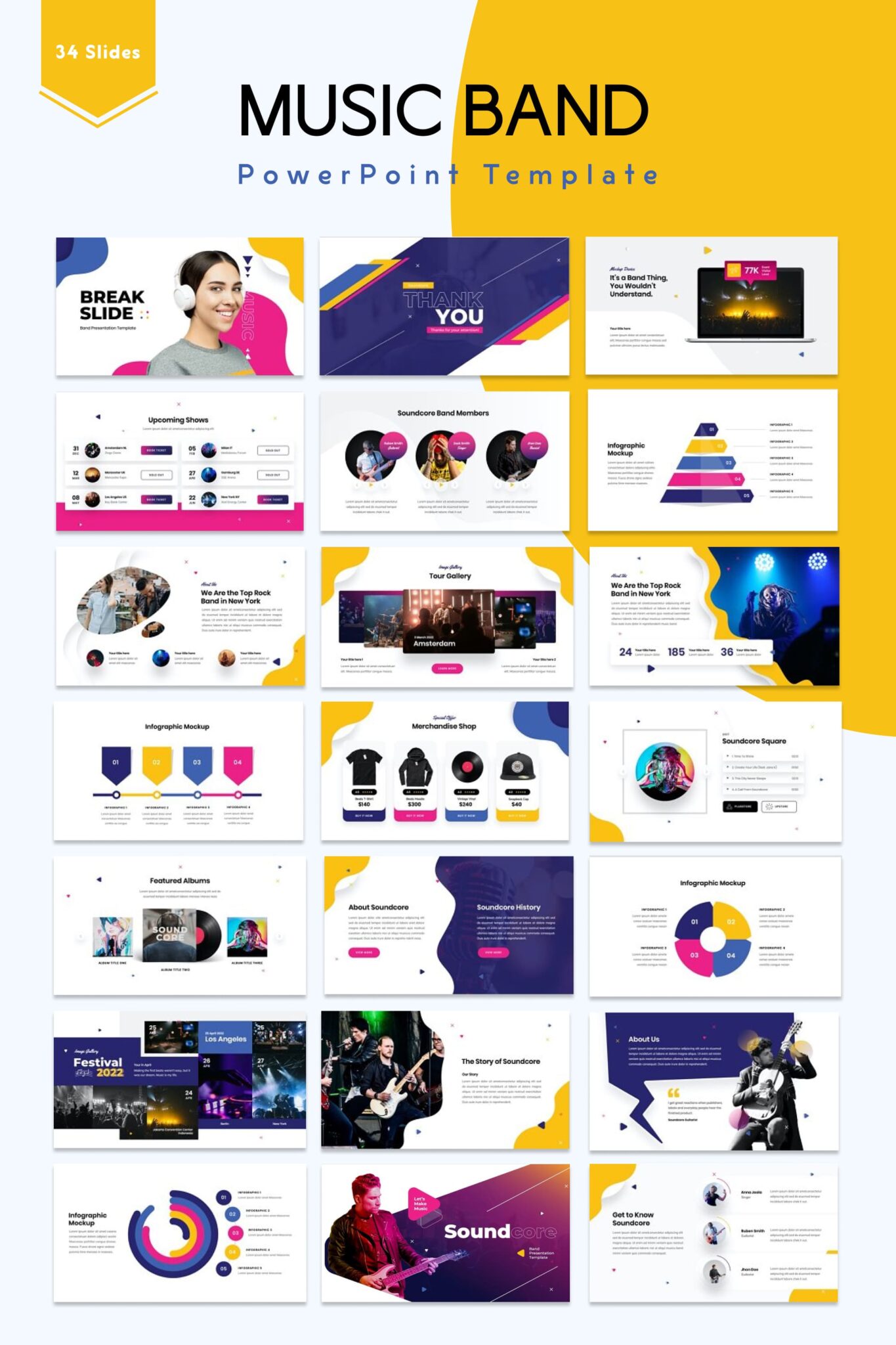 Music Band PowerPoint Template – MasterBundles
