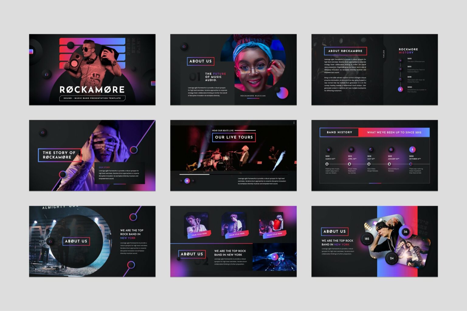 Music Band PowerPoint Template: 36 Slides – MasterBundles