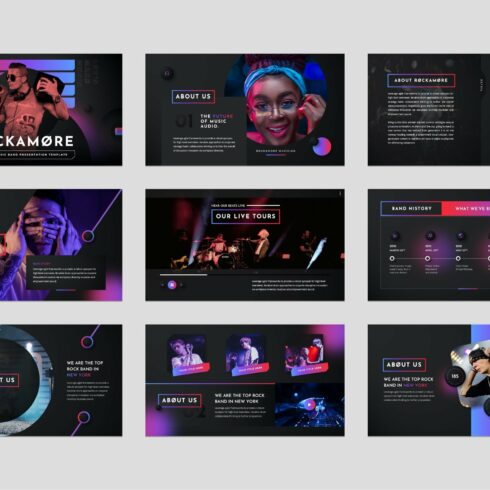 Music Band PowerPoint Template: 36 Slides | Master Bundles