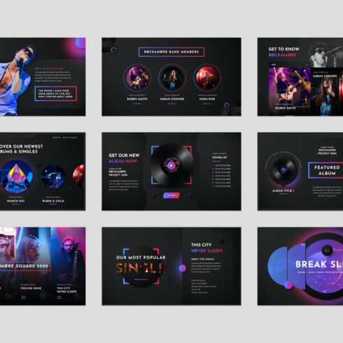 Music Band PowerPoint Template: 36 Slides | Master Bundles