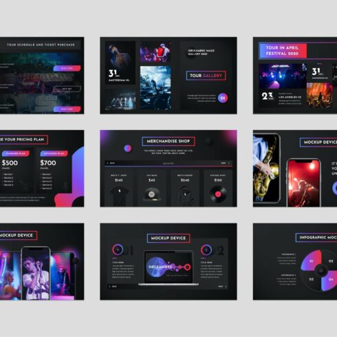 Music Band PowerPoint Template: 36 Slides | Master Bundles