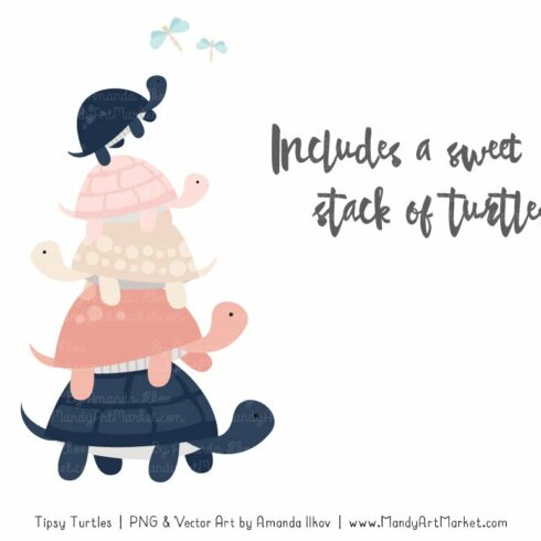 Navy & Blush Turtle Stack Clipart: Sea Turtle Illustrations | Master ...